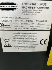 Refurbished Challenge Titan 265XG Hydraulic Paper Cutter