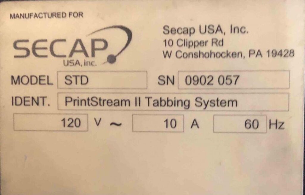 Ameritek Secap Cheshire Floor Model Tabbing Machine | Buy Refurbished ...